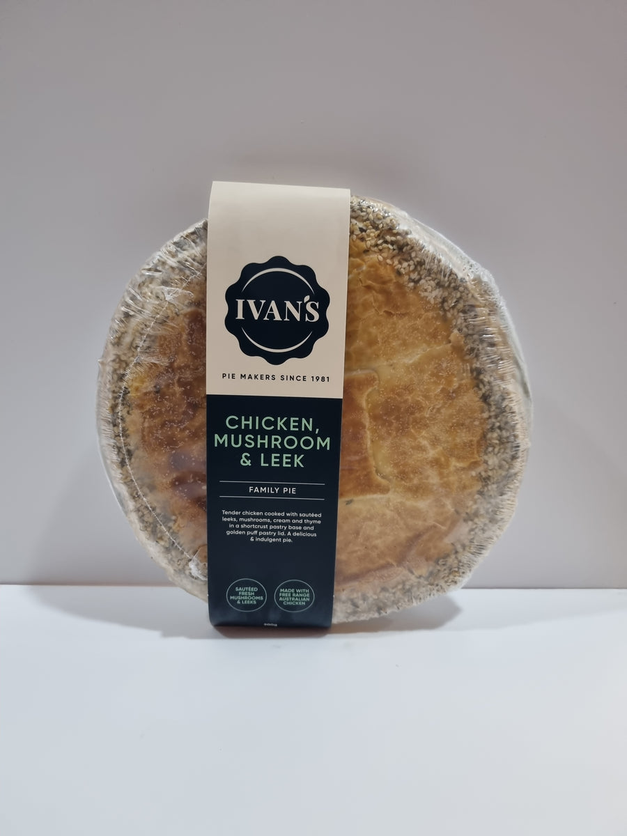 Ivan's Pies- Chicken, Mushroom & Leek – Fruitique Essendon North